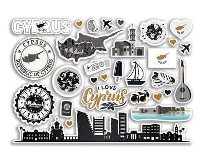 A5 Sticker Sheet Cyprus Vinyl Stickers - Landmarks Holiday Flag Travel ...