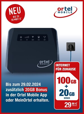 Mobiler WLAN Router mit Sim Karte 100 GB inklusive 30€ Guthaben WiFi ...
