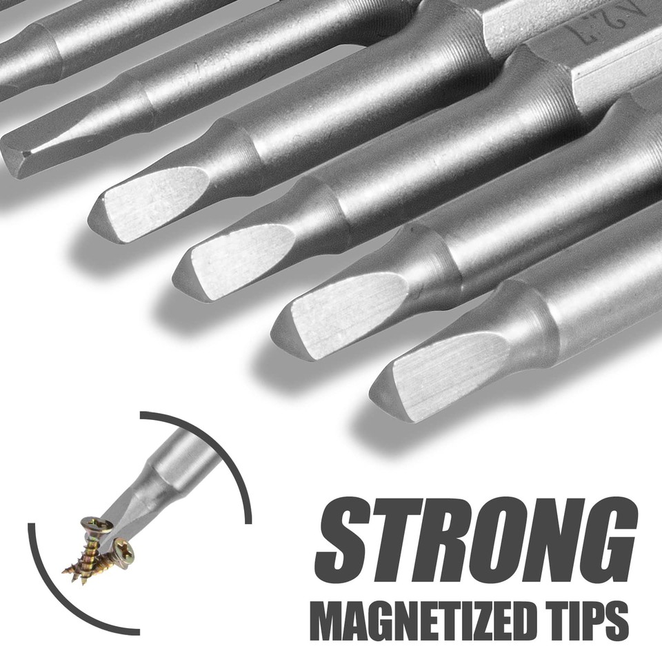 Triangle Drill Bit Set (10pcs- 2" Long S2 Steel Magnetic Heads) 1/4 One ...