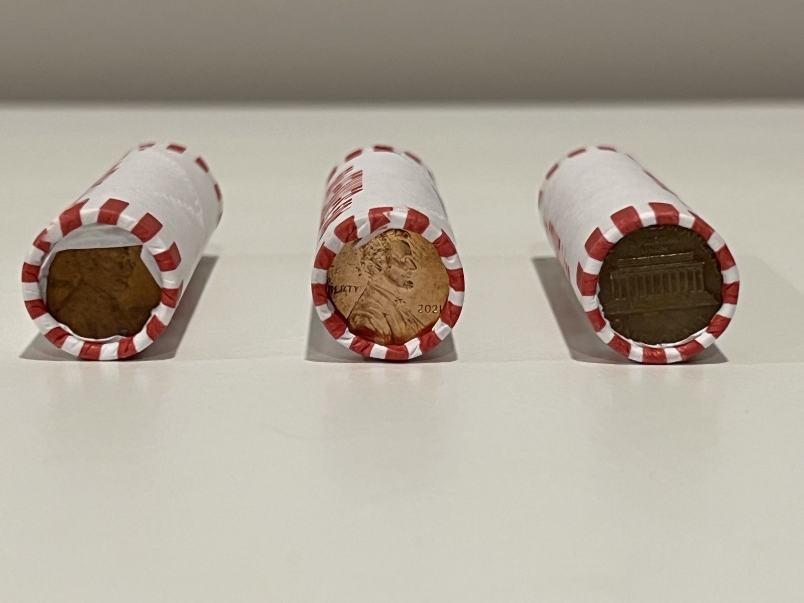 Lot of 3 Penny Rolls (150 coins) - bank-wrapped, circulated, mixed ...