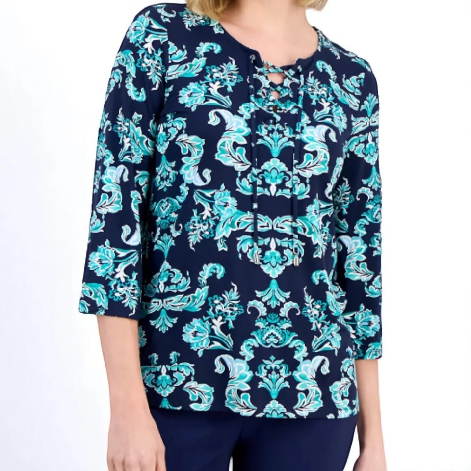 JM Collection Womens Floral Printed Top Blouse NWT | eBay