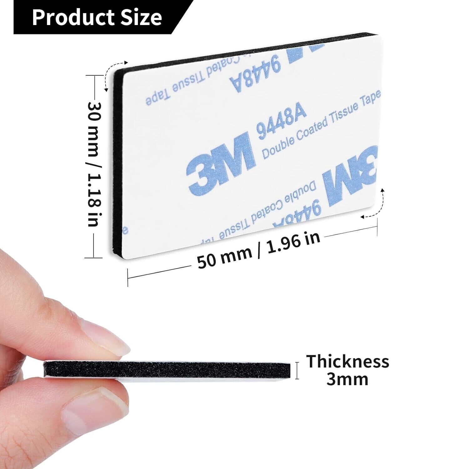 10 x 3M NUMBER PLATE DOUBLE SIDED STICKY Pads Foam Strips TAPE STRONG ...