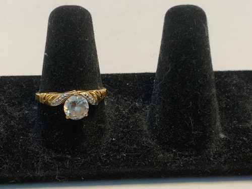 14K HGE LIND Ladies Ring GOLD PLATED CZ or glass Stone Sizes 8 | eBay