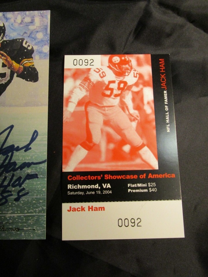 Jack Ham Autographed Pittsburgh Steelers Goal Line Art In Blue Card HOF ...