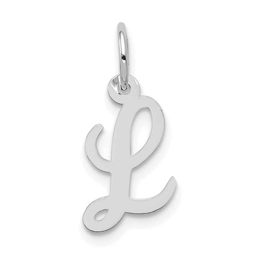 14k White Gold Small Script Letter L Initial Charm | eBay