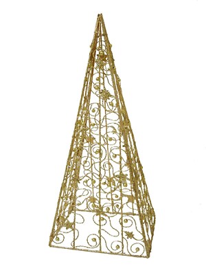 (01775-33921) Pyramid Christmas Tree Folding Gold Shiny Tabletop | eBay