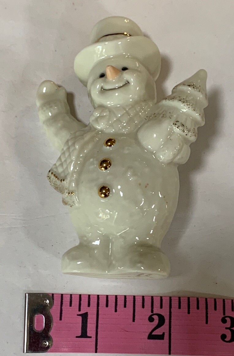 Lenox Snowman Figurine With Christmas Tree Frosty Gold And White | eBay