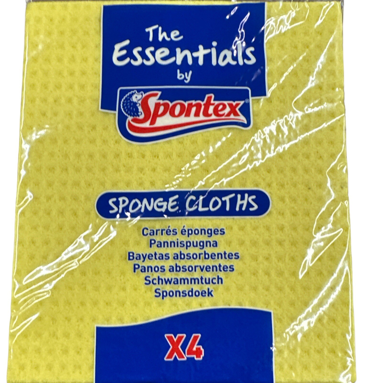 Spontex Essentials Absorbent Sponge Wiping Cleaning Cloths - Pack of 4 ...