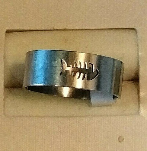 Stainless Steel Fishbone Ring Sz 9 | eBay