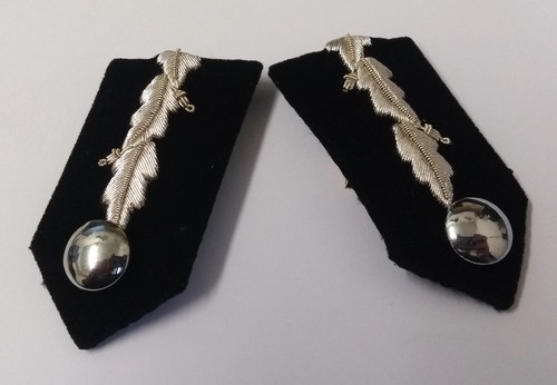 Black Gorgets Collar Tabs With Silver Leaf Insignia Plain Buttons ...