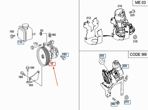 MERCEDES-BENZ ML W164 POWER STEERING PUMP A004466830180 ORIGINAL for ...