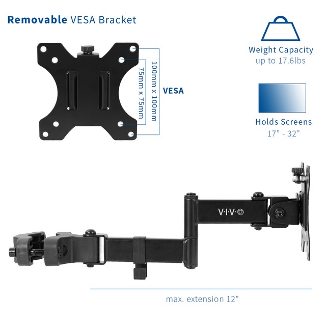 VIVO Steel Universal Pole Mount Monitor Arm VESA Plate 75x75mmand ...