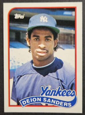 1989 Topps Traded #110T Deion Sanders Rookie Card RC New York Yankees ...