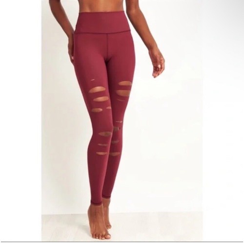 NWT ALO Yoga High Waist Ripped Warrior Legging Small Red Velvet | eBay