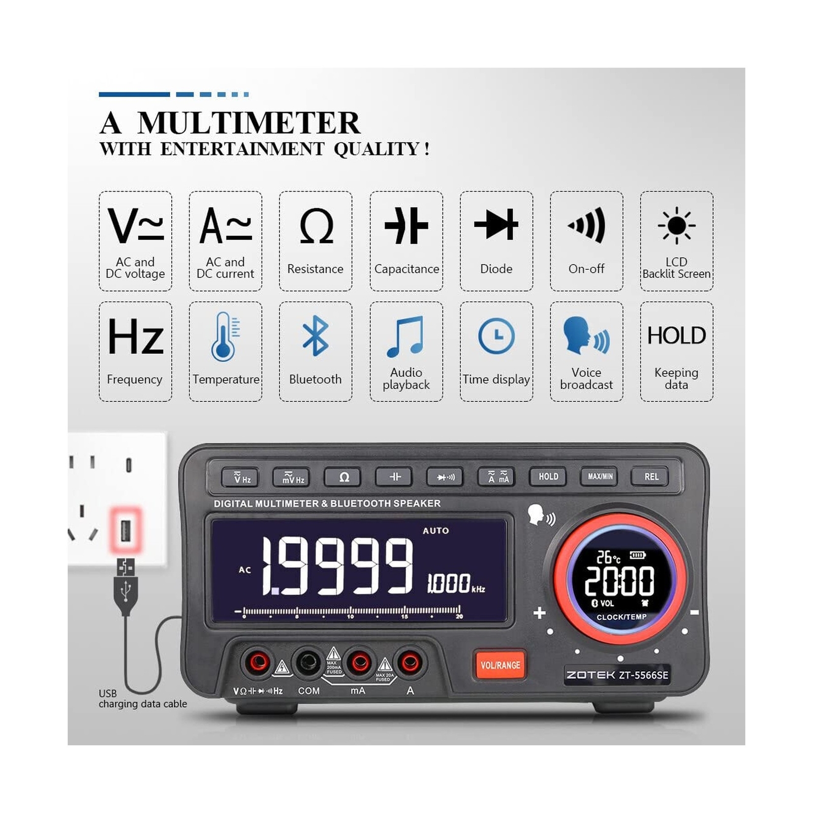 ZT-5566SE+Mini+Desktop+Digital+Multimeter+19999+Count+Auto+Range+Dual ...