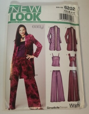 Simplicity New Look Sewing Pattern 6202 Women's Pants Tank Long Jacket ...