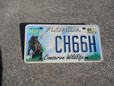 Florida 2001 Wildlife BEAR license plate # CH 66 H | eBay