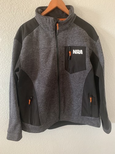 NRA Jacket Mens L Large Gray Black Softshell National Rifle Association ...