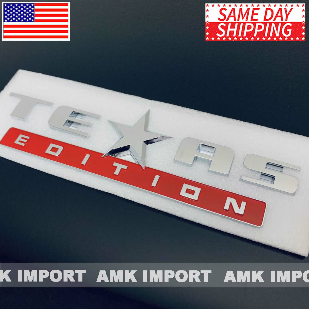 10" TEXAS Edition Logo Emblem Decal Sign Black Chrome Red Truck Boat ...