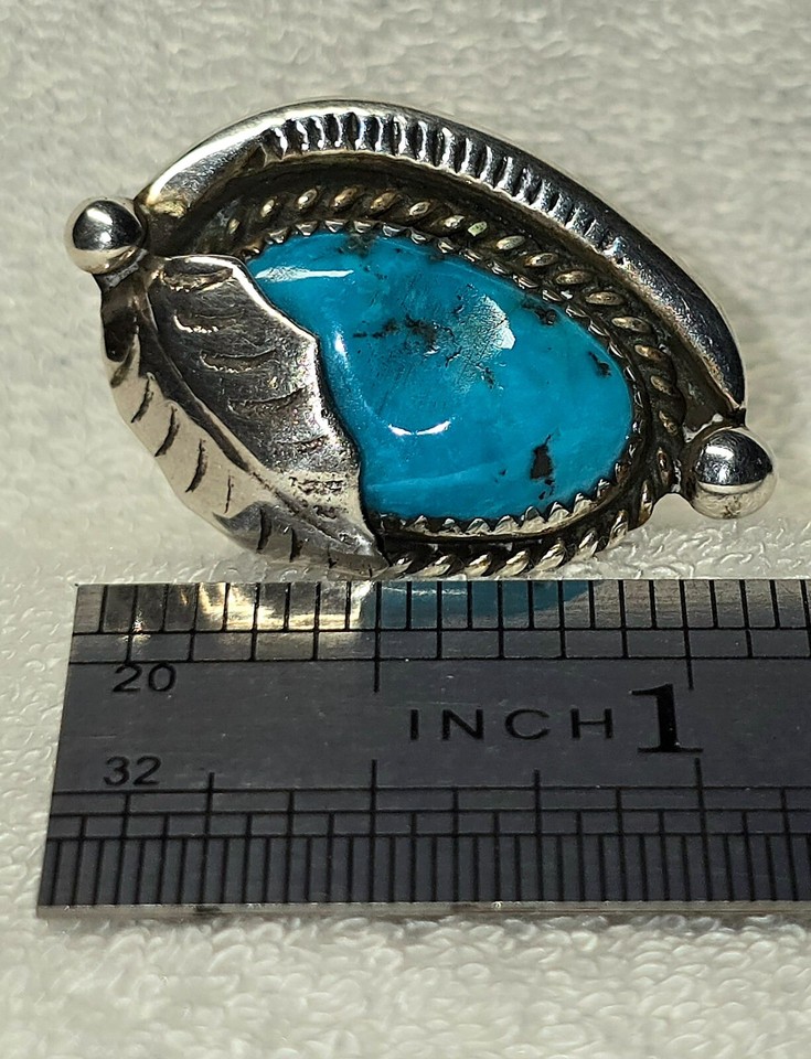 Vintage Ramon Platero Handmade Sterling Silver Gem Turquoise Ring 9.25 ...