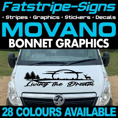 to fit VAUXHALL MOVANO LIVING THE DREAM BONNET STICKER CAMPER VAN ...