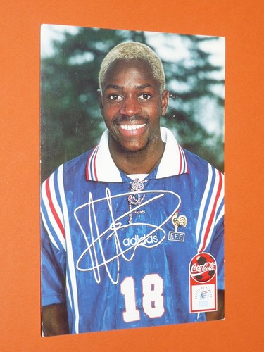 FOOTBALL CPA COCA COLA 1996-1997 FRANCE BLEUS DEDICACE IBRAHIM IBOU BA ...