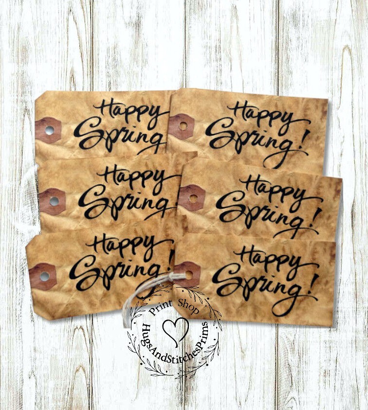 Hang Tags GRUNGY HAPPY SPRING TAGS # T 31 Gift Tags | eBay