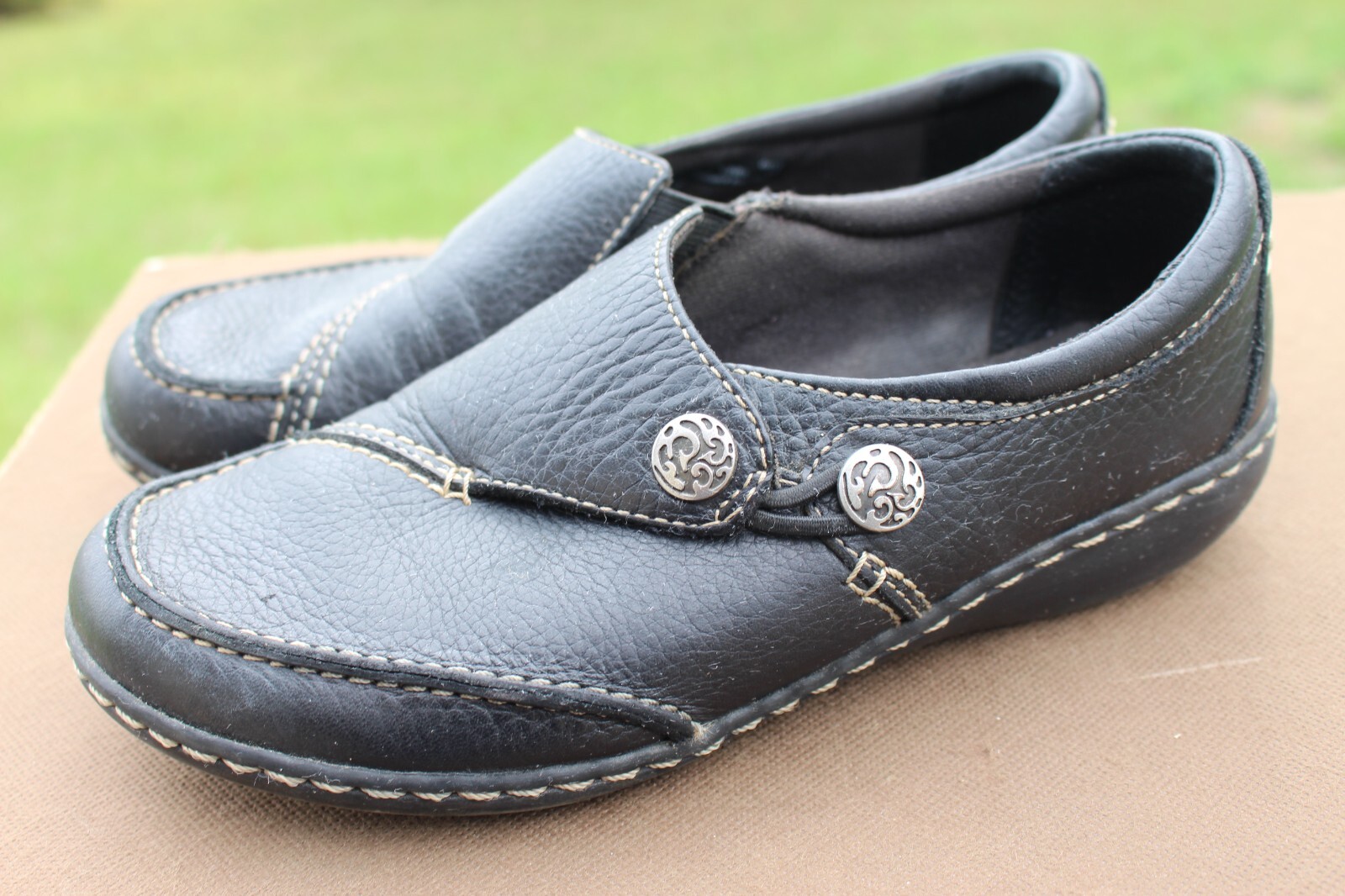 Clarks Collection Comfort Shoes Women's Black Leather… - Gem