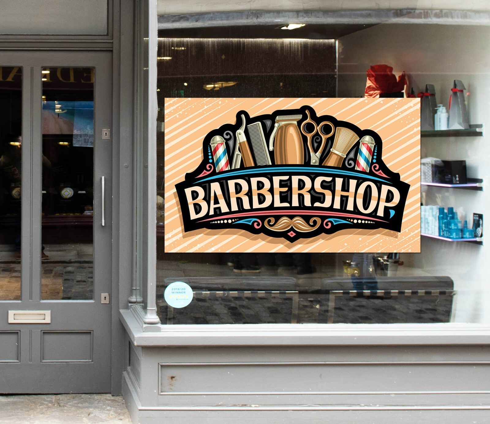 3D Man Hair Cut O129 Barber Shop Window Stickers Vinyl Wallpaper Wall ...