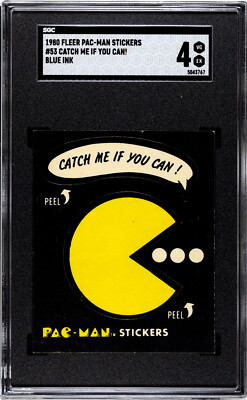 1980 Fleer PAC-Man Stickers #53 Catch Me if you can! Blue Ink SGC VG EX ...