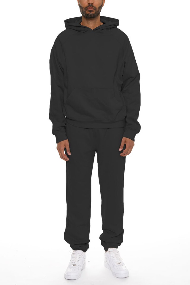 Mens Cotton HEAVYWEIGHT Sweat Pants and Hoodie Sweat Set Essential ...