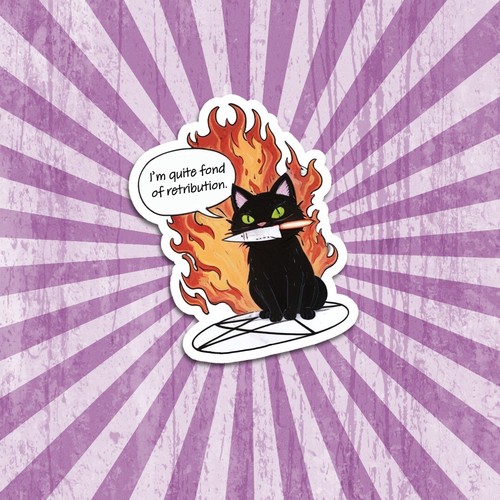 Funny Vinyl Sticker: "Fond of Retribution" Stabby Cat Decal | eBay