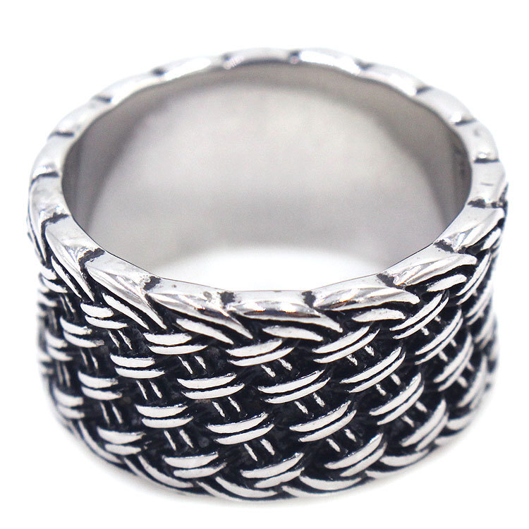 Vintage Rattan Braid Ring for Men Women Stainless Steel Biker Chain ...