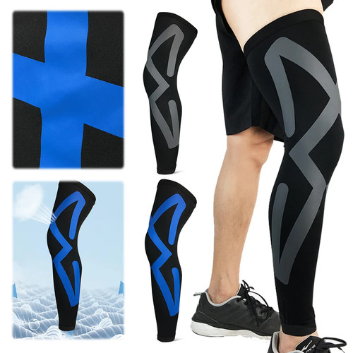 Full Leg Compression Sleeve Long Knee Braces Anti Slip Leg Support ...