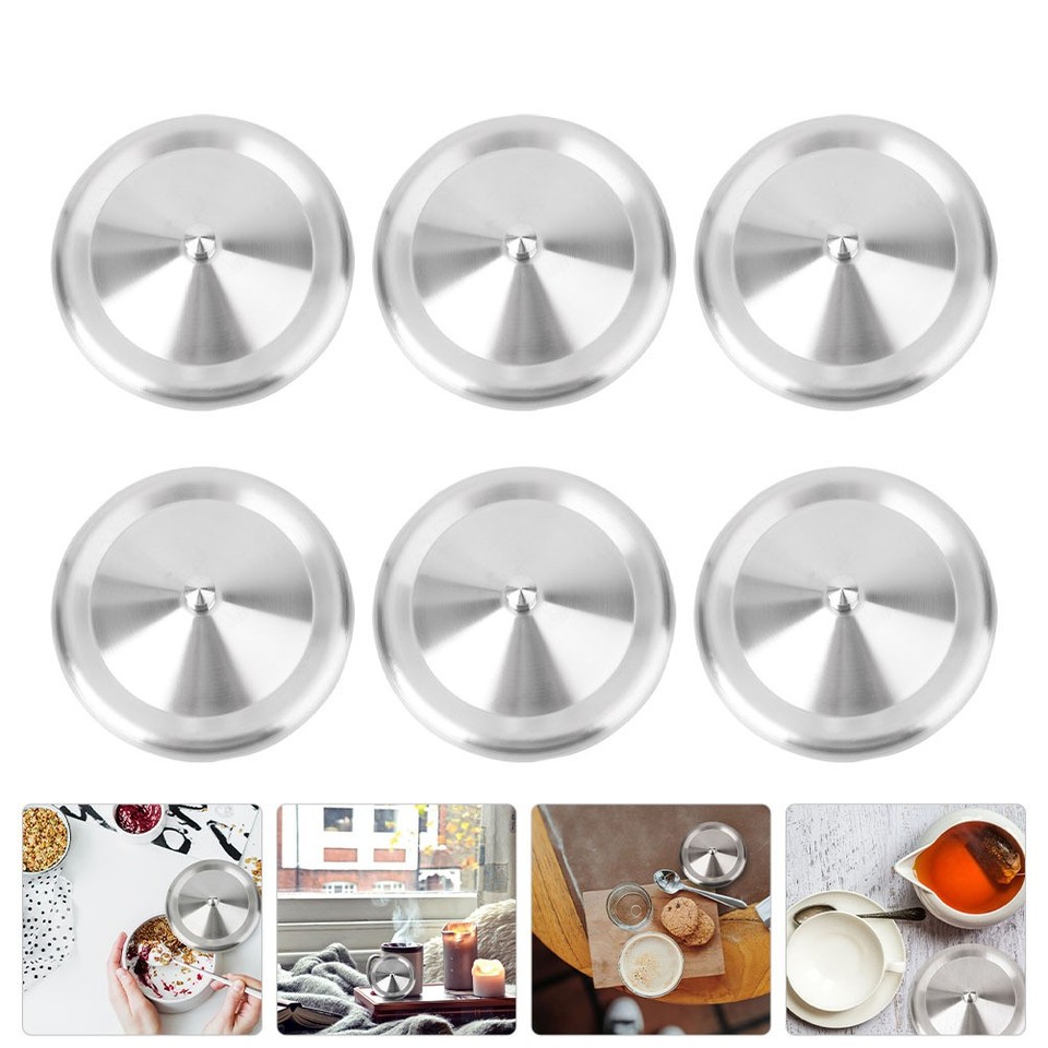 6 Pcs Coffee Cups Lids Beverage Stainless Steel Covers Hand-held | eBay ...
