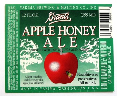 Yakima Brewing GRANT'S APPLE HONEY ALE beer label NJ 12oz | eBay