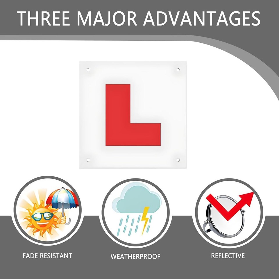 10PC Plates for Car, Learner Plates Reflective Plates Easy to Install ...