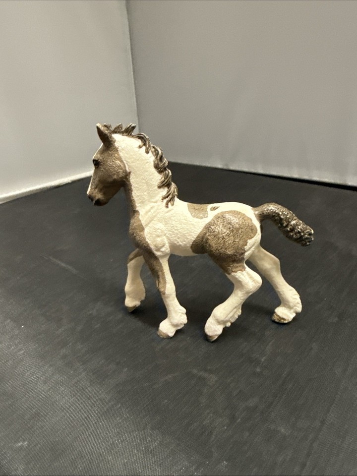 Schleich TINKER PINTO FOAL 2014 Grey White Colt Baby Horse Animal ...