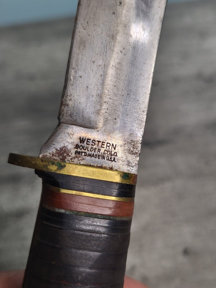 Vintage Western Boulder Colorado Fixed Blade Knife With Leather Sheath ...