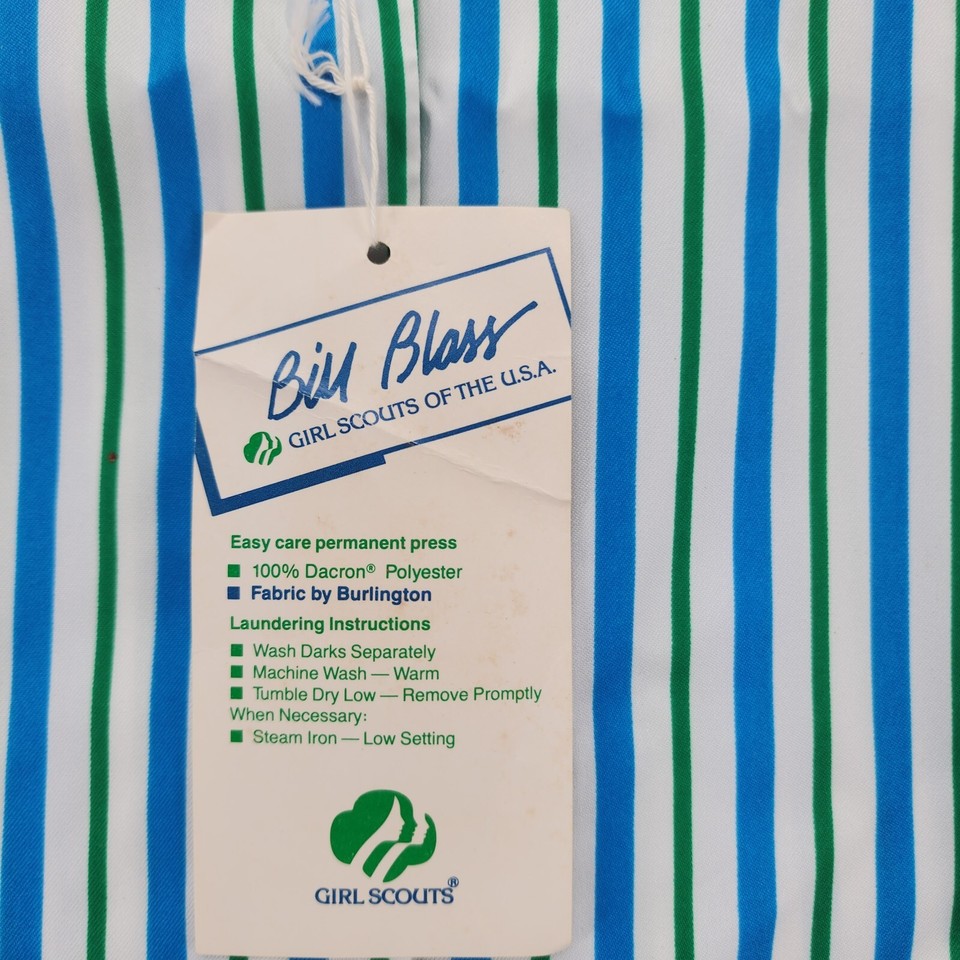 Vintage Bill Blass Girl Scouts Shirt Womens 44 Button Up Short Sleeve ...