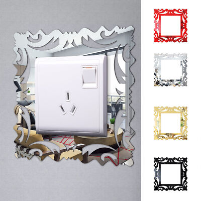 1/5/10X Mirror Acrylic Light Switch Surround Wall Sticker Cover Frame ...