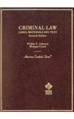 Criminal Law (American Casebook Series) - Hardcover By Johnson, Phillip ...