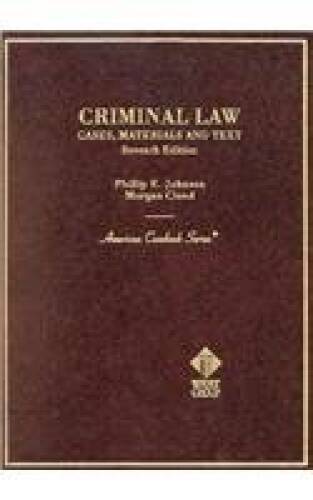 Criminal Law (American Casebook Series) - Hardcover By Johnson, Phillip ...