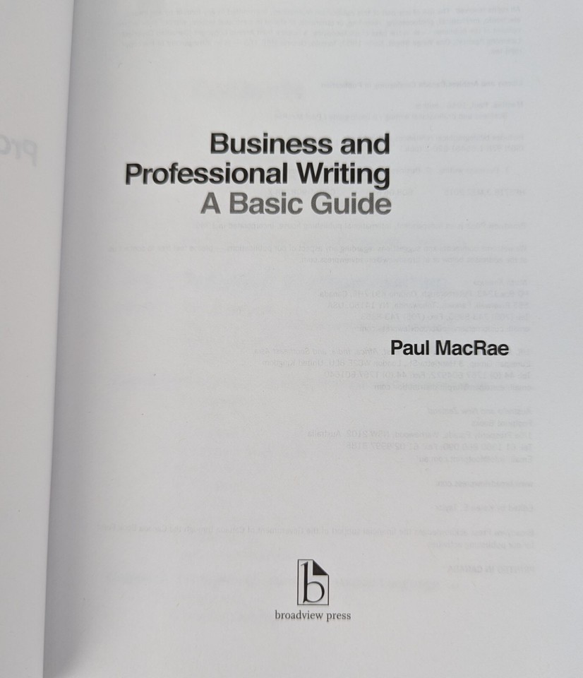 Business and Professional Writing: Guide Grammer Format Resume By Paul ...