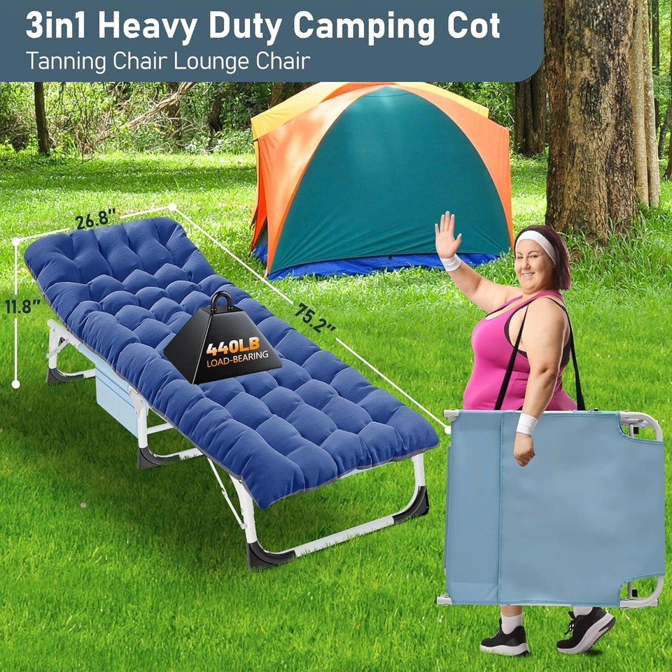 Adults Folding Sleeping Cot Guest Bed Heavy Duty Portable Cots Camping ...