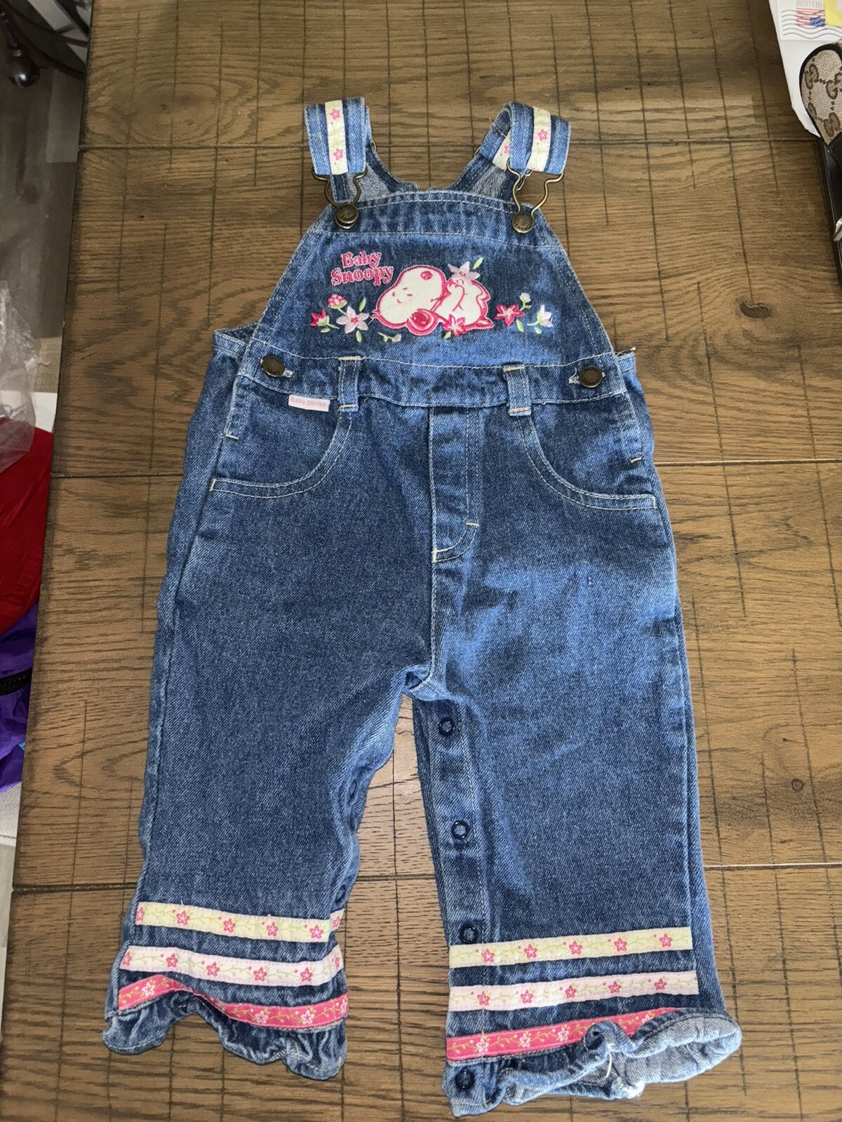 Snoopy Rare Vintage Peanuts Overalls Ribbon & Embroid… - Gem