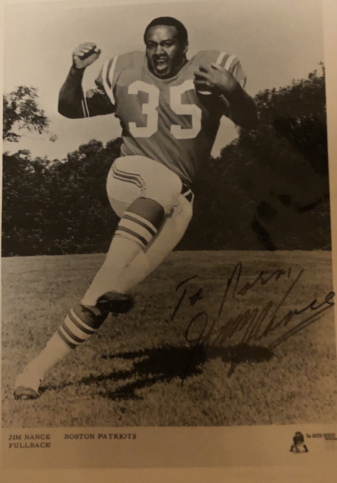 Jim Nance Signed Vintage Patriots Picture | eBay