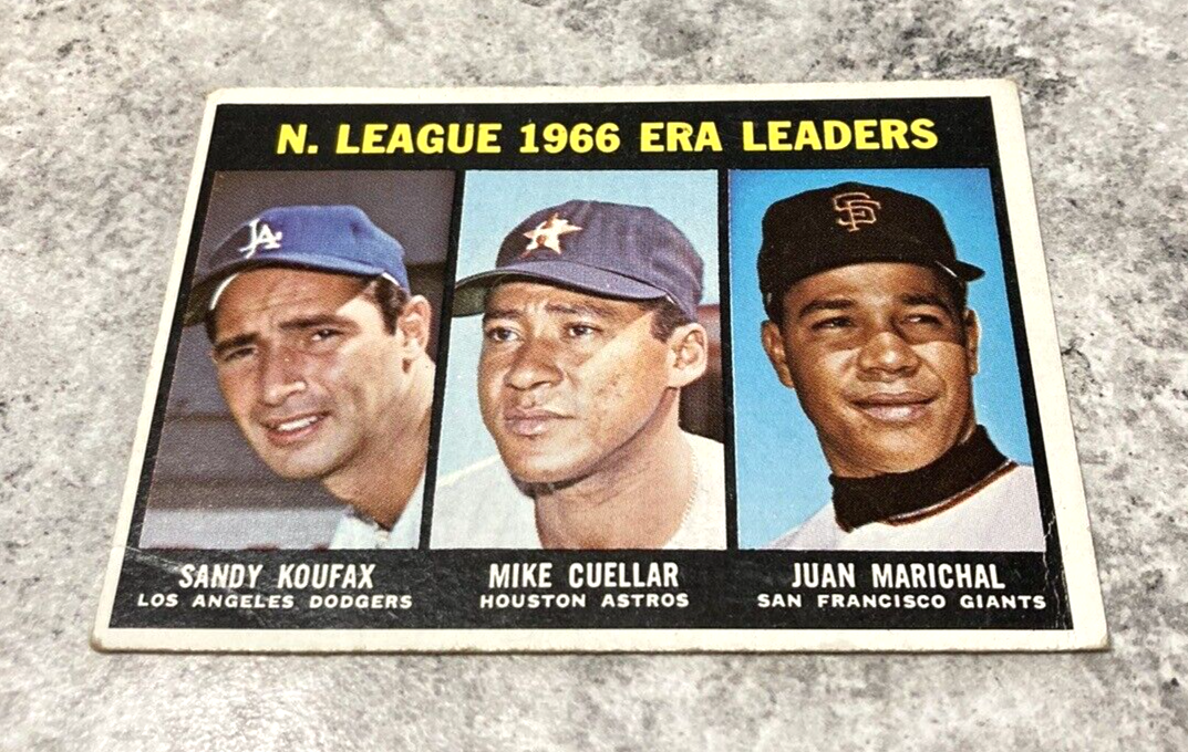 1967 Topps Sandy Koufax Mike Cuellar Juan Marichal #234 NL ERA Leaders ...