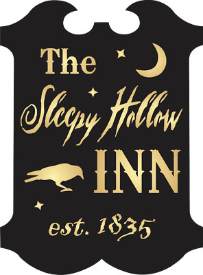Sleepy Hollow Inn STENCIL Tavern Board shape Crow Moon Halloween DIY ...