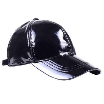 Women's Men's Real Patent Leather Unisex Baseball Cap Trucker Cap Caps ...